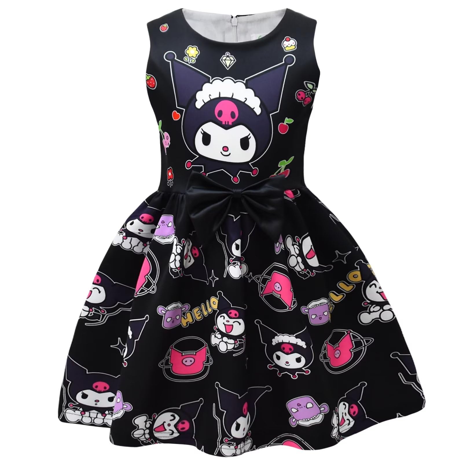 xikcomjr Cute Girls Dress Cartoon Kids Toddler Sleeveless Casual Dress Japanese Anime Birthday Party Dress Up 6-7Years