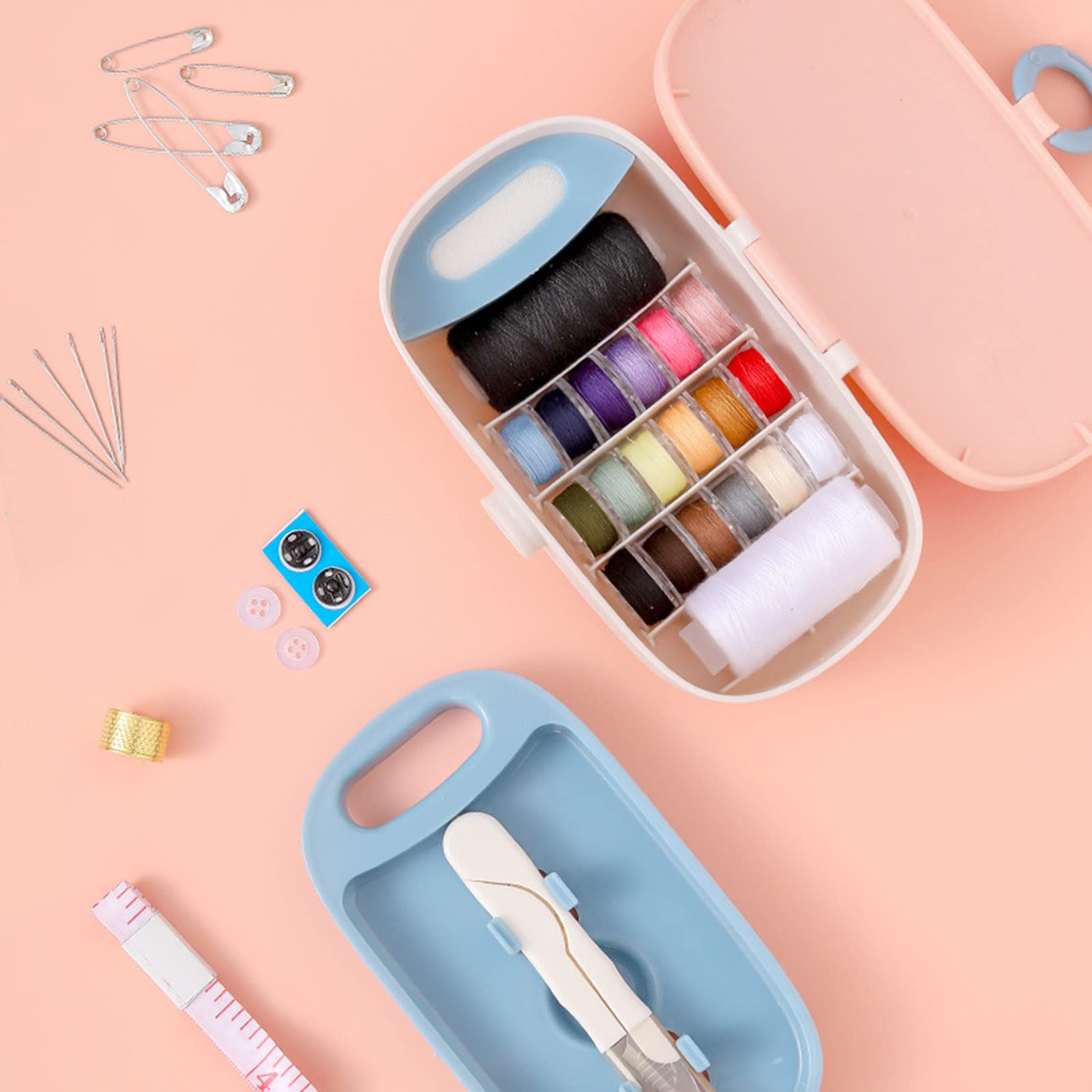 Missraza Sewing Kit, Portable Sewing Kit for Adults, Plastic Sewing Box Needle and Thread Kit Sewing Accesories and Supplies