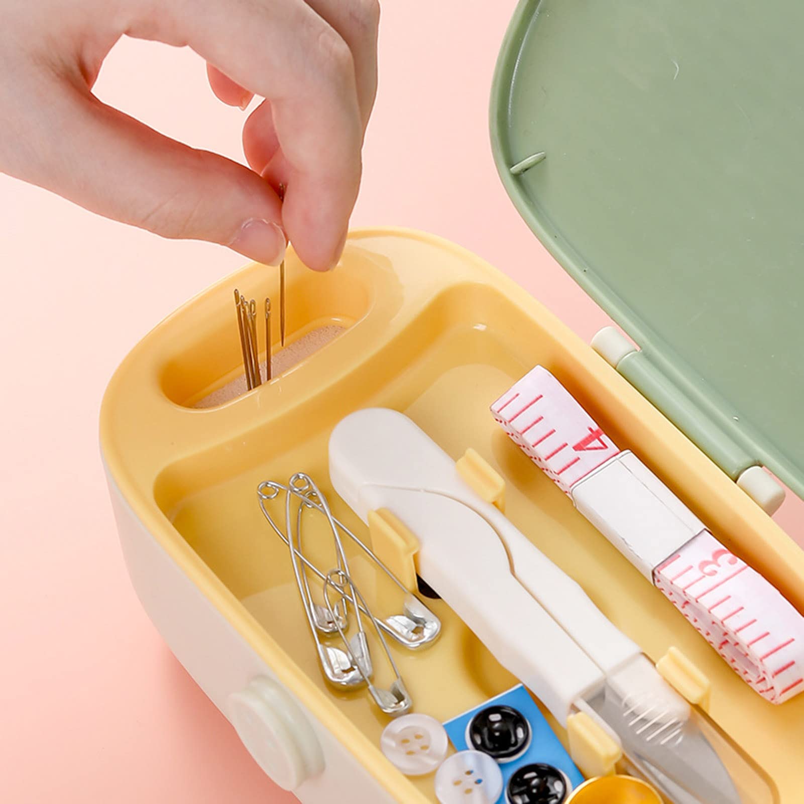 Missraza Sewing Kit, Portable Sewing Kit for Adults, Plastic Sewing Box Needle and Thread Kit Sewing Accesories and Supplies