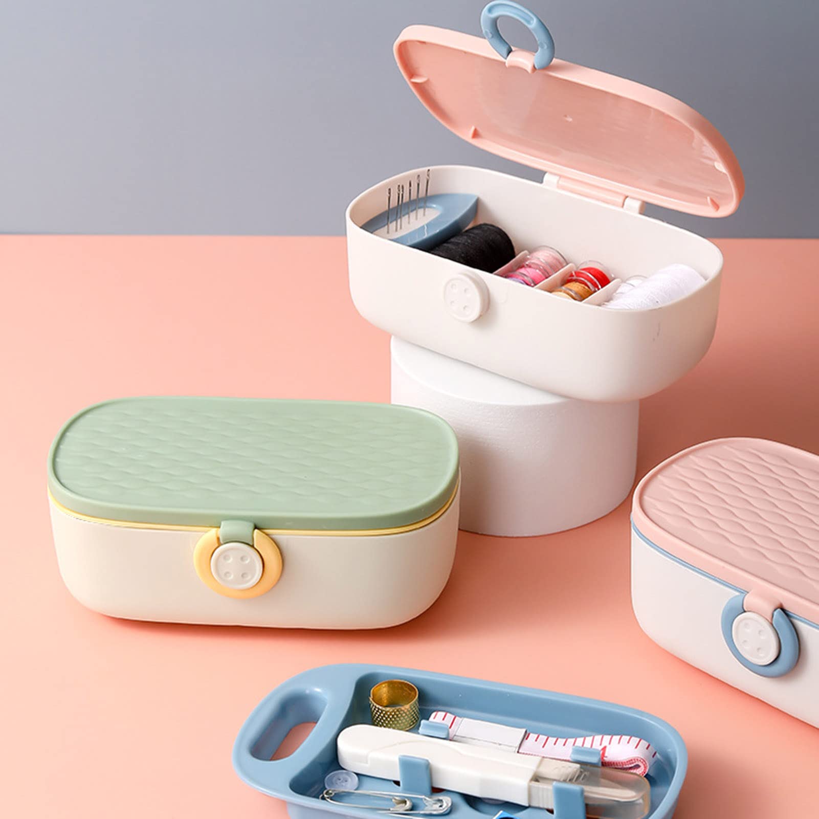 Missraza Sewing Kit, Portable Sewing Kit for Adults, Plastic Sewing Box Needle and Thread Kit Sewing Accesories and Supplies