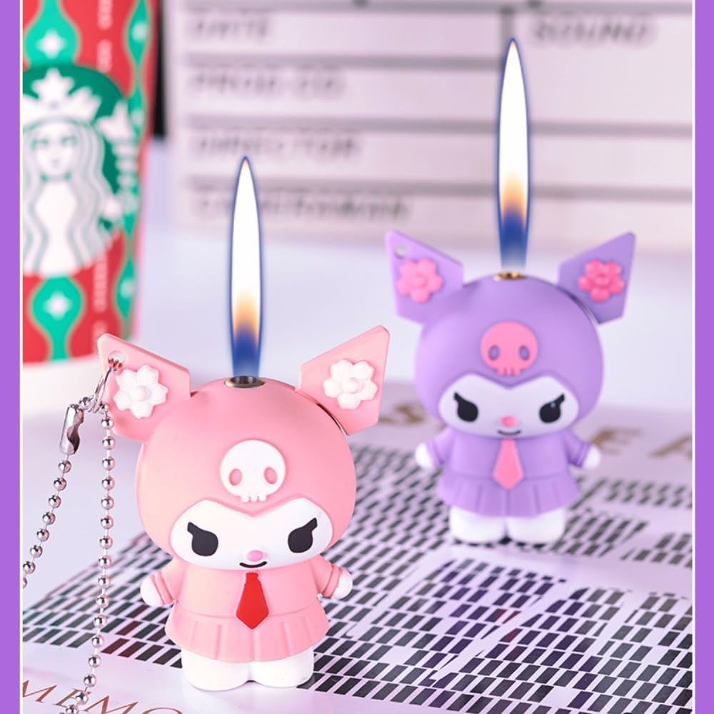 Aimery Kuromi Lighter, Kawaii Lighter, Cool Lighter, Anime Lighter, Anime Keychain Cute & Cool Keychain Accessories for Girls (Purple)