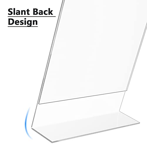 MaxGear Acrylic Sign Holder 8.5 X 11 inches Slant Back Sign Holder Clear Sign Display Holder Plastic Display Stands Table Sign Display Holder for Office, Home, Store, Restaurant - Vertical, 18 Pack
