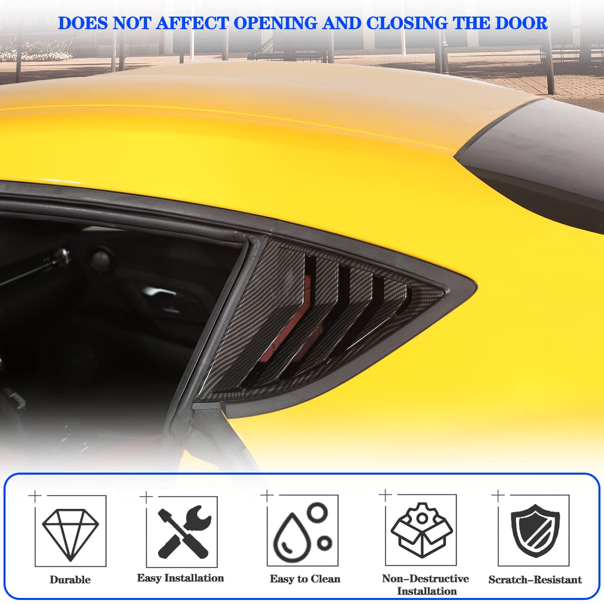 Fgtagtal Rear Side Window Louver Cover Fit for Toyota Supra GR A90 A91 MK5 2019-2024, Side Window Louvers Air Vent Scoop Shades Trim Cover(Carbon Fiber Pattern Black)