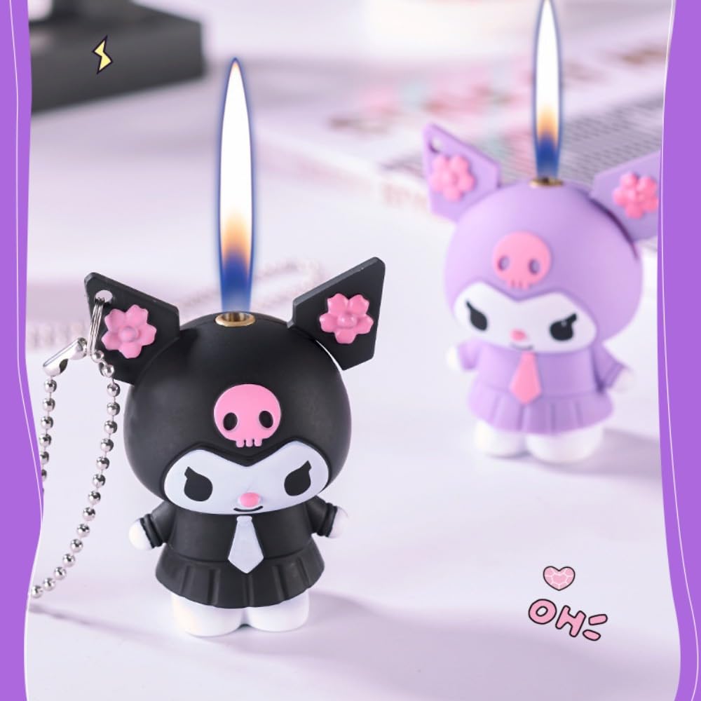 Aimery Kuromi Lighter, Kawaii Lighter, Cool Lighter, Anime Lighter, Anime Keychain Cute & Cool Keychain Accessories for Girls (Purple)