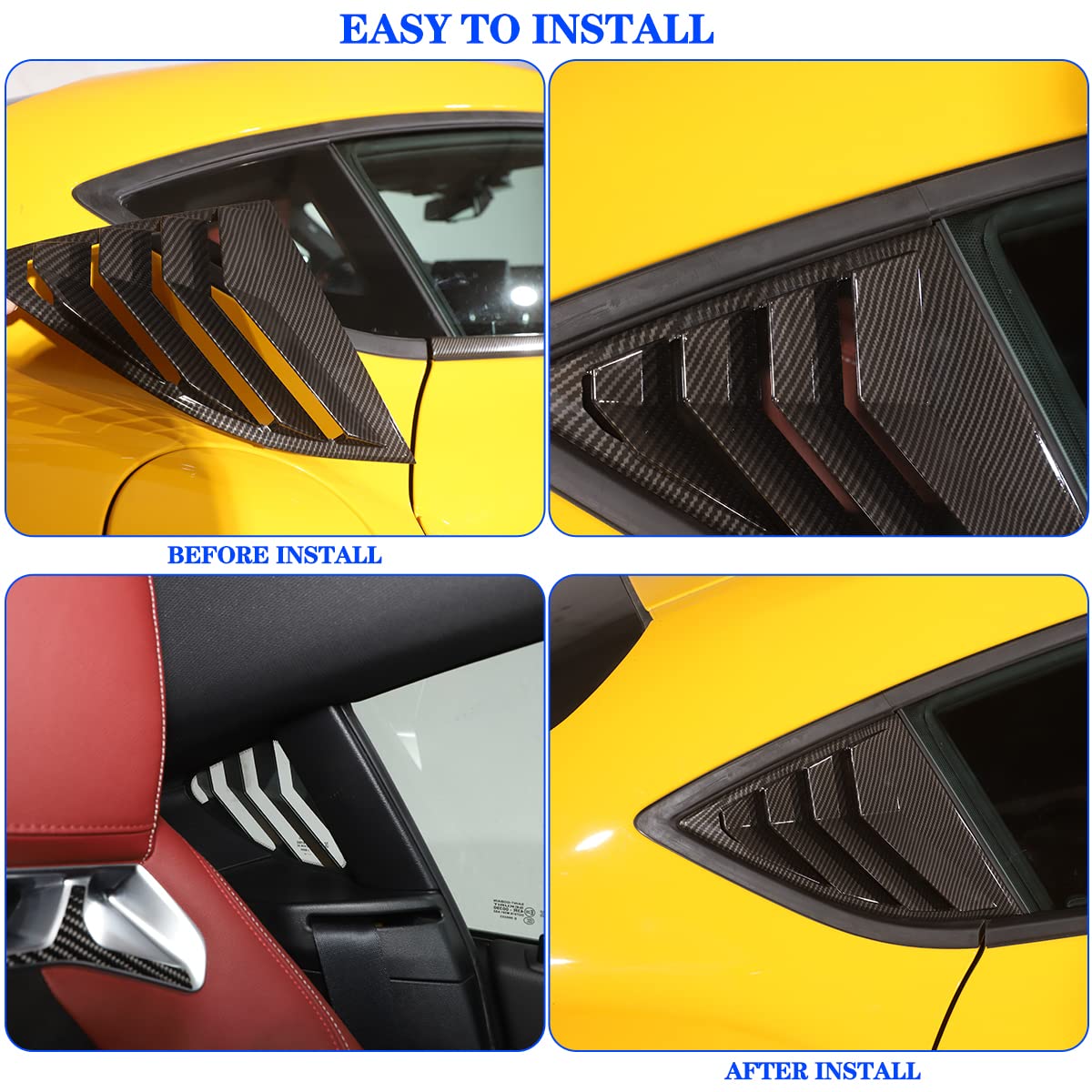 Fgtagtal Rear Side Window Louver Cover Fit for Toyota Supra GR A90 A91 MK5 2019-2024, Side Window Louvers Air Vent Scoop Shades Trim Cover(Carbon Fiber Pattern Black)
