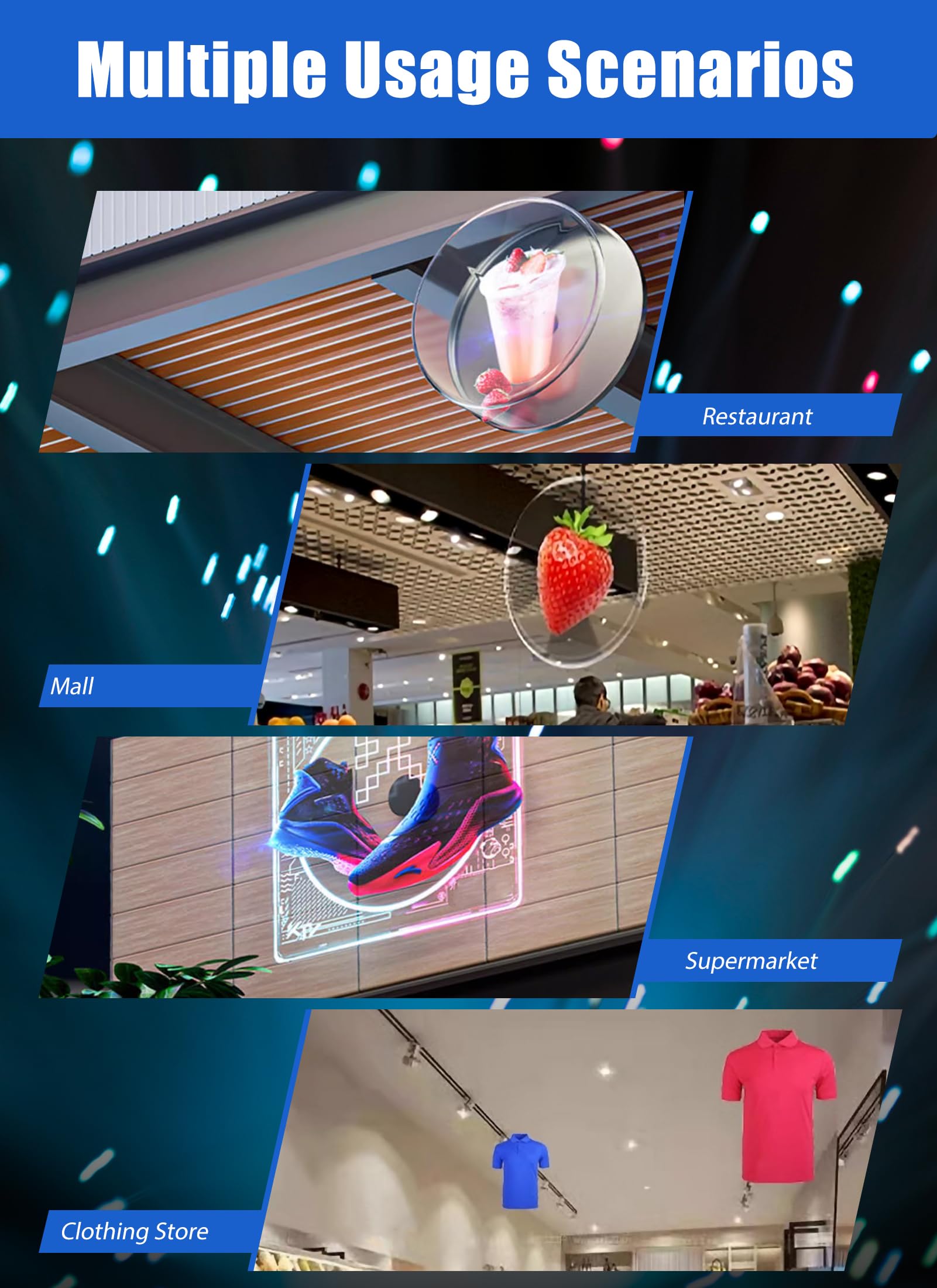 ASHATA 3D Hologram Fan,Holographic Projection WiFi Projector with 224 LED Light Beads 42cm 3D Advertising Player,for Business Store Shop Party Bar Advertising Signs(US)