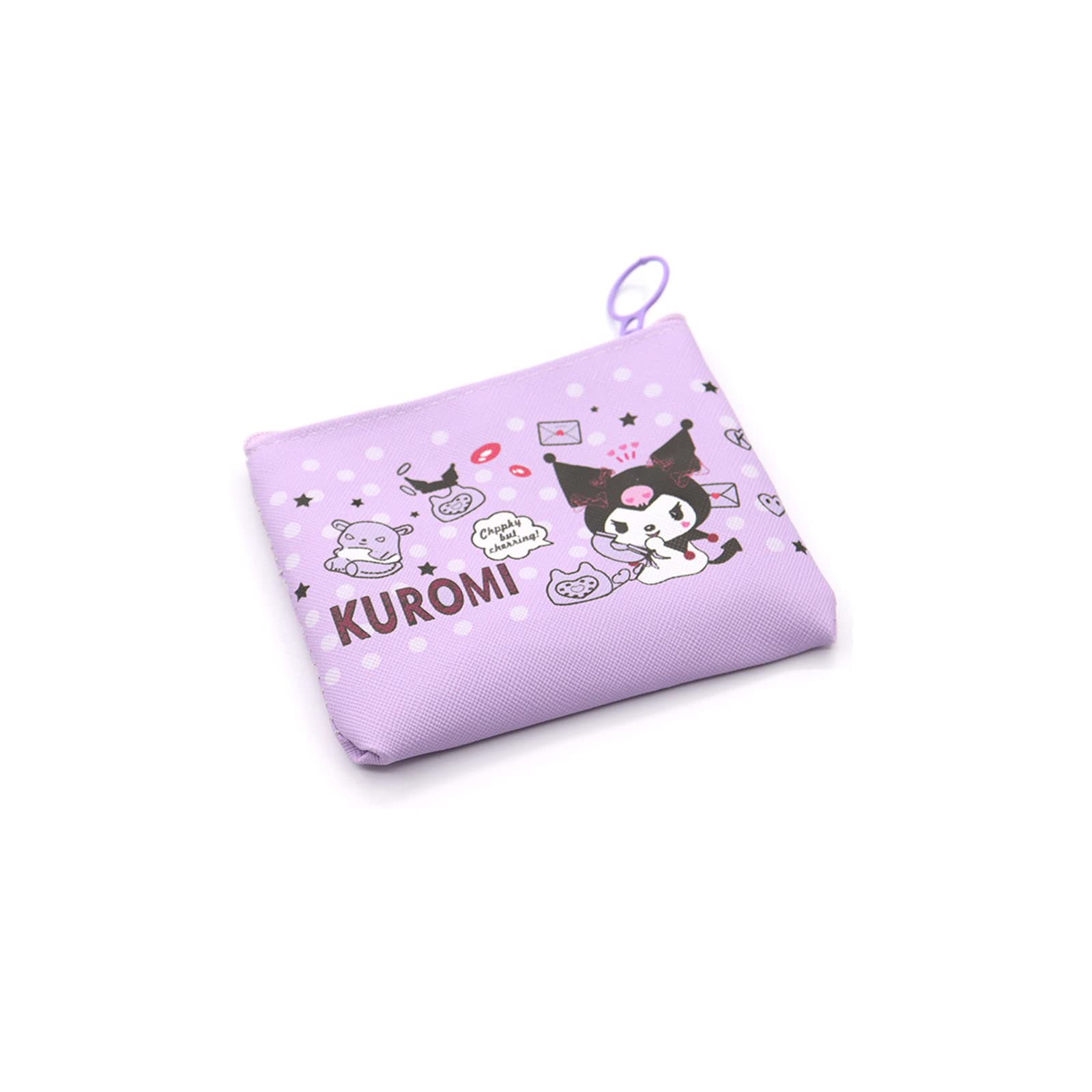 JADOUR Anime Sanriio wallet with cinnamon roll accessories necklace bracelet badge keychain lanyard small wallet for women (kurome)