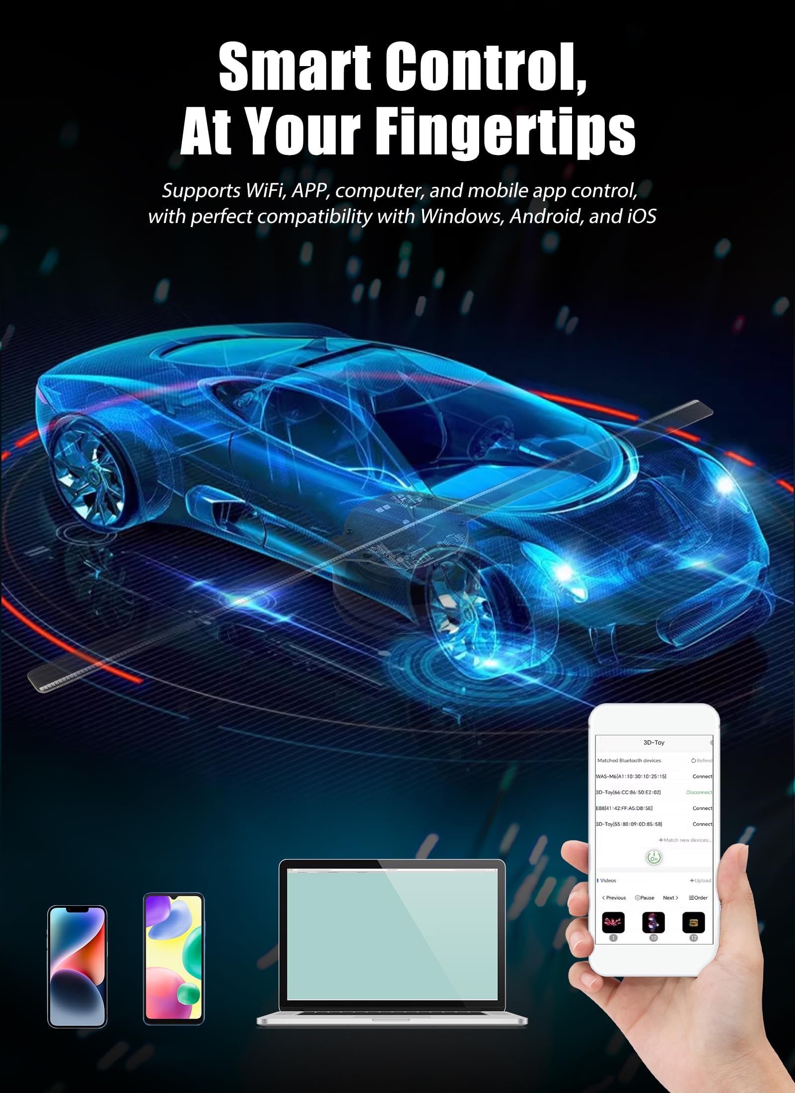 ASHATA 3D Hologram Fan,Holographic Projection WiFi Projector with 224 LED Light Beads 42cm 3D Advertising Player,for Business Store Shop Party Bar Advertising Signs(US)