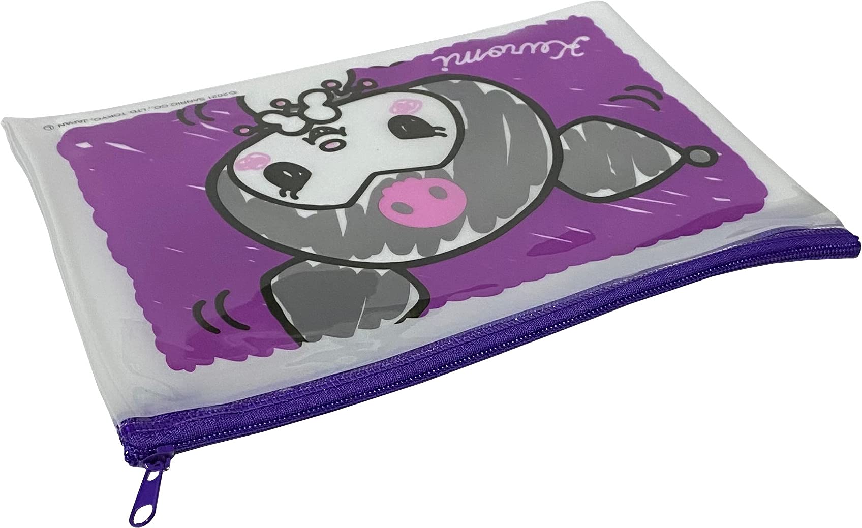 Sanrio Accessories Cosmetic Flat vinyl pouch Zipper Case Bag 19 × 14 cm (Crayon touch) (Kuromi)