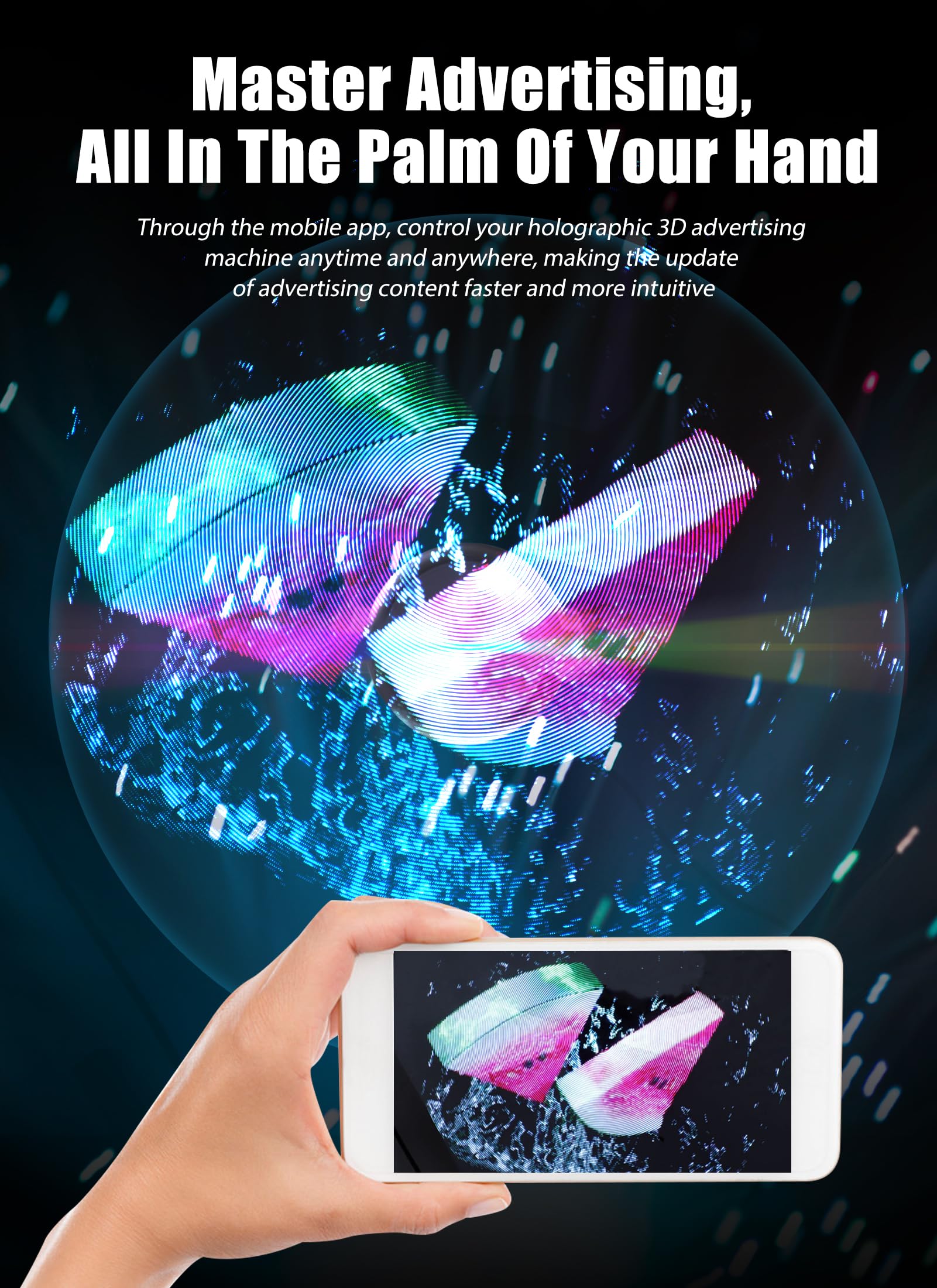 ASHATA 3D Hologram Fan,Holographic Projection WiFi Projector with 224 LED Light Beads 42cm 3D Advertising Player,for Business Store Shop Party Bar Advertising Signs(US)