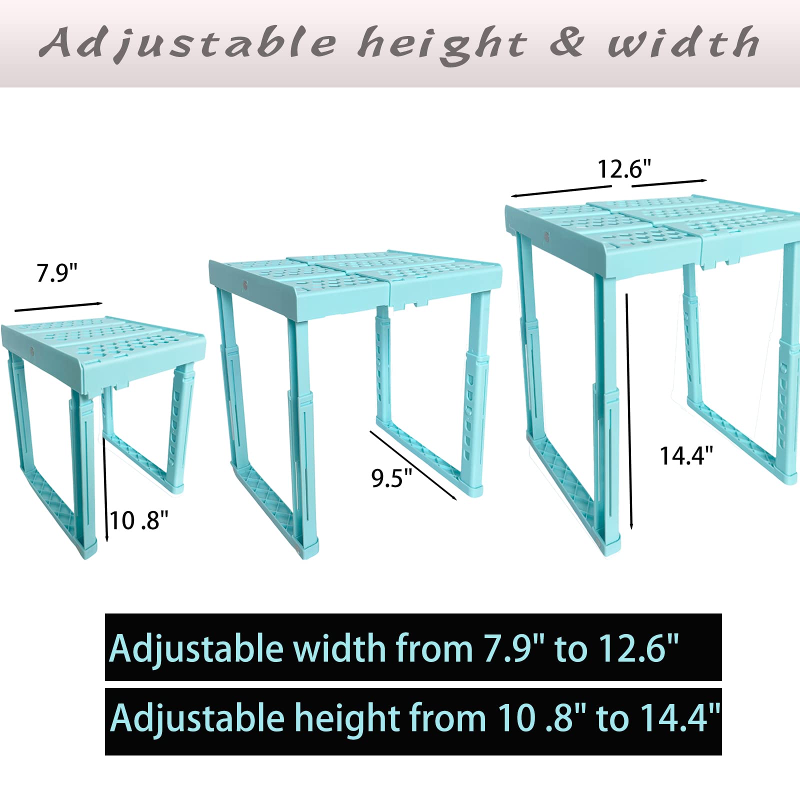 Adjustable Locker Shelf for School, Height and Width Adjustable Locker Organizer, Locker Stand Shelf for Work, Stackable Locker Tools for Gym Lockers, Office, Back to School Essentials, Mint Blue