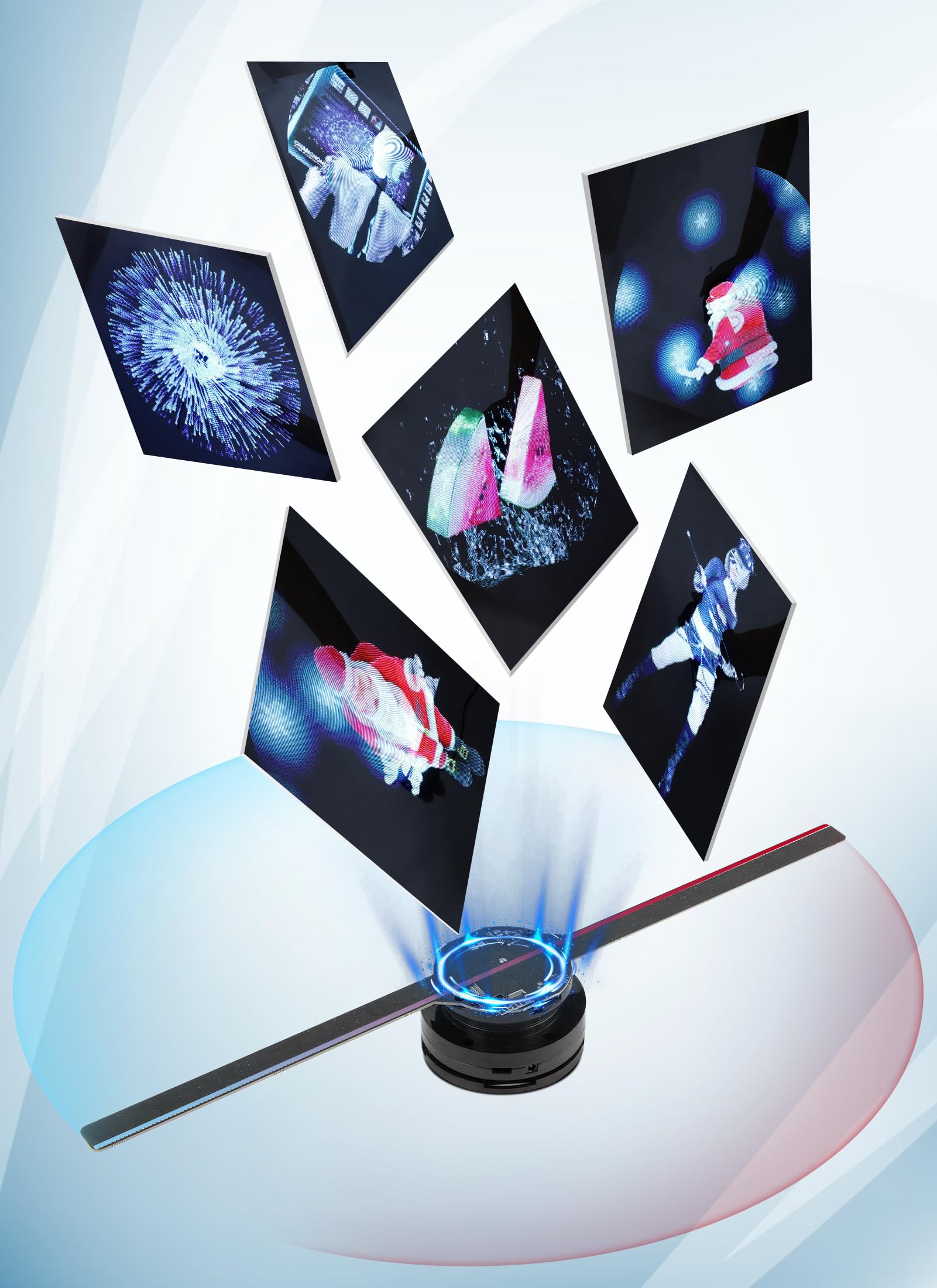 ASHATA 3D Hologram Fan,Holographic Projection WiFi Projector with 224 LED Light Beads 42cm 3D Advertising Player,for Business Store Shop Party Bar Advertising Signs(US)