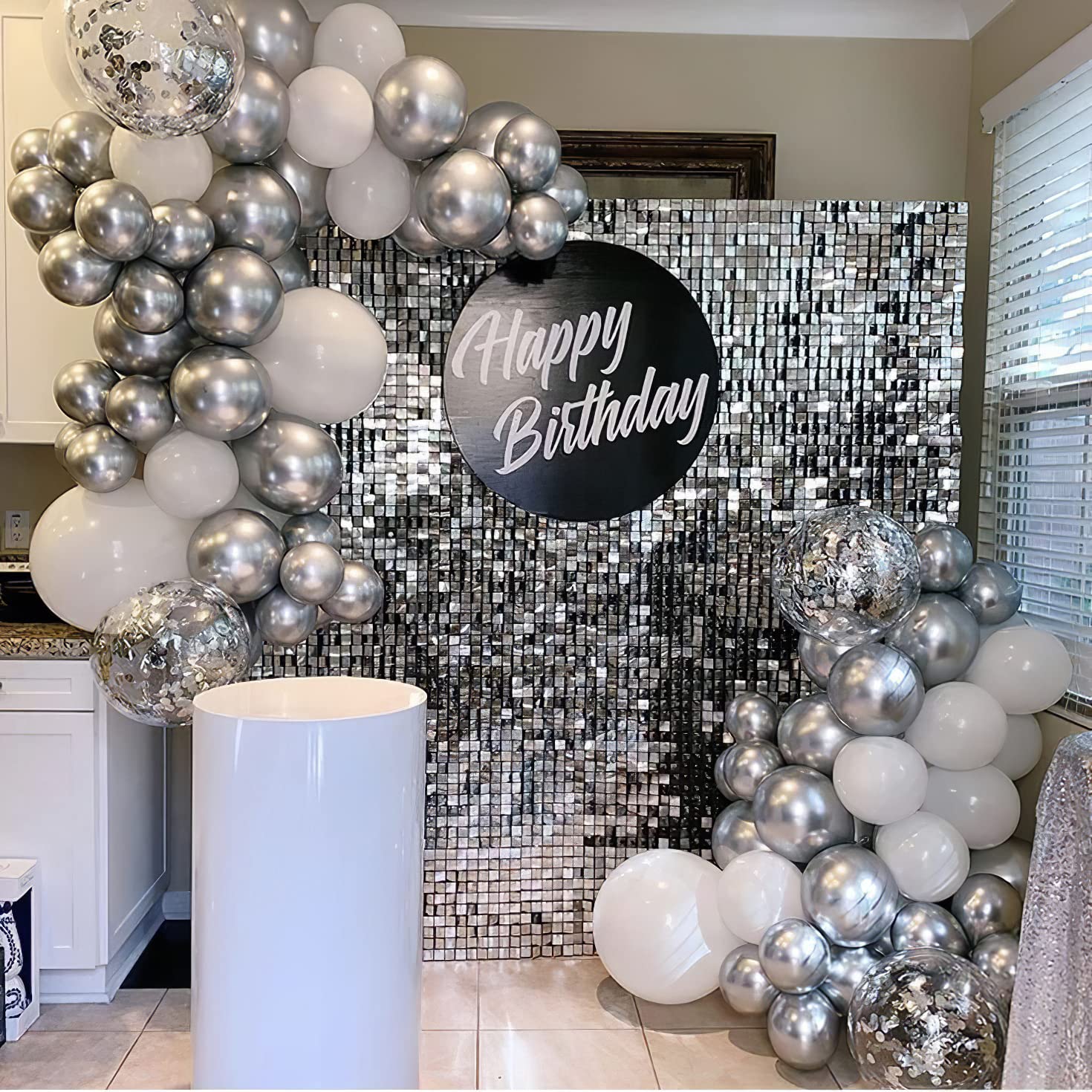CUTEUP Metallic Silver Balloons Garland - 100 Pcs 18/10/12/5 Inch Silver Balloon Difference Size Silver Qualatex Balloons As Party Decorations for Bachelorette Party Graduation Wedding Baby Shower