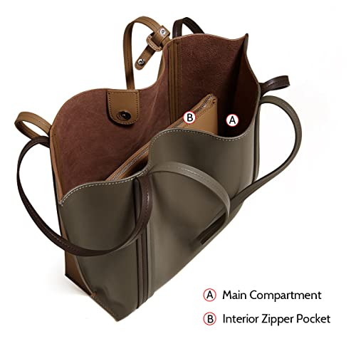 FOXLOVER Genuine Leather Tote Shoulder Bag for Women Ladies Handbags Purse with Removable Inner Zipper Bag