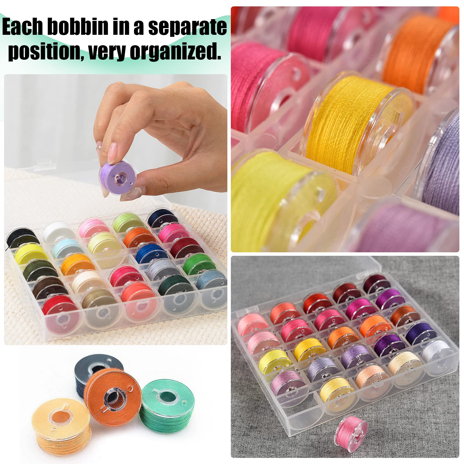 50 Pcs Bobbins, Plastic Bobbins for Brother Sewing Machine, Sewing Bobbins with Bobbin Case, Bobbin for Sin-ger/Bro-Ther, Bobbins for Singer Sewing Machine