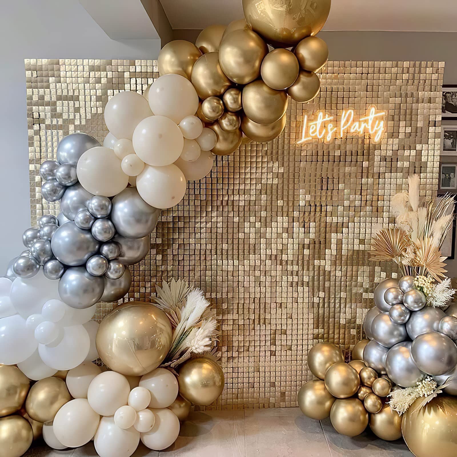 CUTEUP Metallic Silver Balloons Garland - 100 Pcs 18/10/12/5 Inch Silver Balloon Difference Size Silver Qualatex Balloons As Party Decorations for Bachelorette Party Graduation Wedding Baby Shower