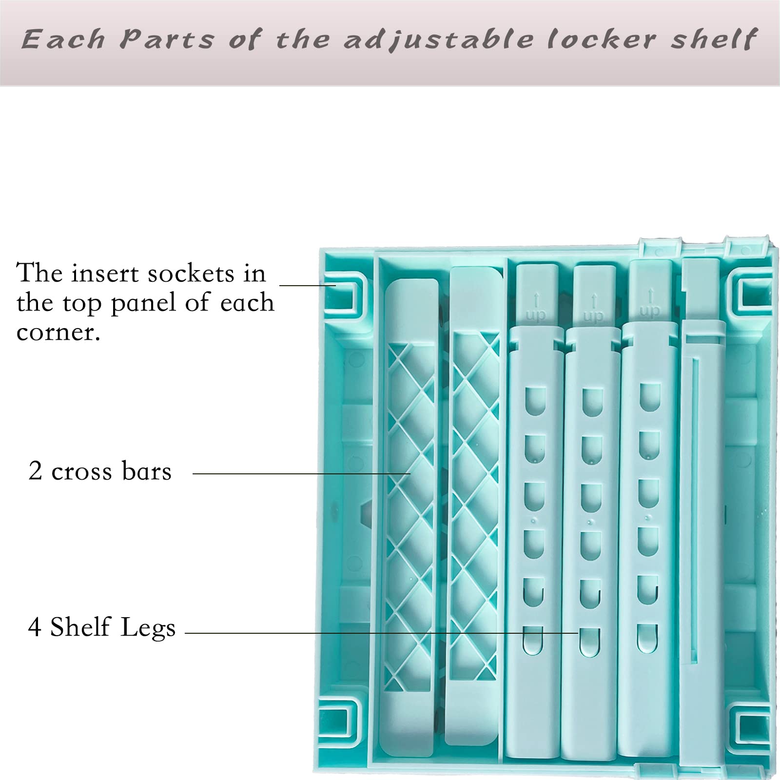Adjustable Locker Shelf for School, Height and Width Adjustable Locker Organizer, Locker Stand Shelf for Work, Stackable Locker Tools for Gym Lockers, Office, Back to School Essentials, Mint Blue