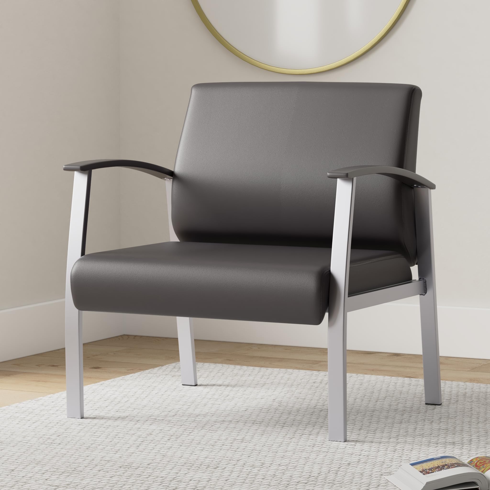 Alera ML2219 metaLounge Series Bariatric Guest Chair, 31-Inch x26-Inch x33.63-Inch, BLK Seat/Back, Silver Base