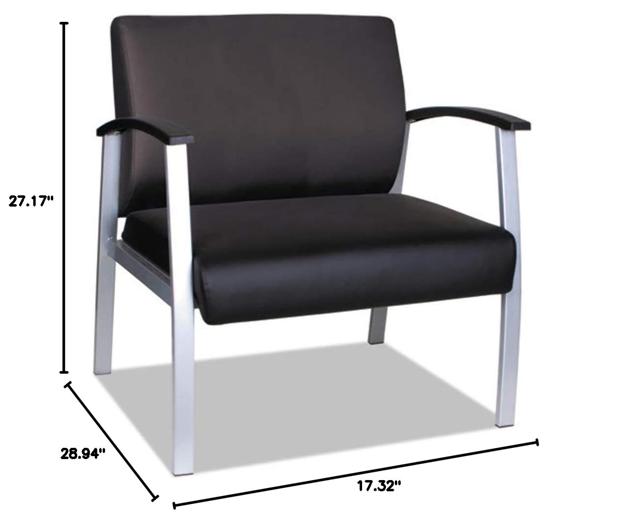 Alera ML2219 metaLounge Series Bariatric Guest Chair, 31-Inch x26-Inch x33.63-Inch, BLK Seat/Back, Silver Base