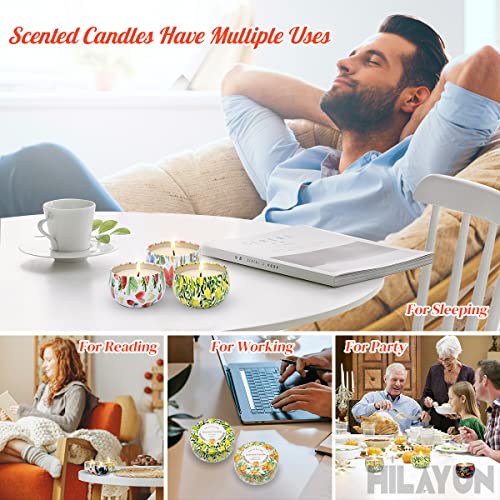 6 Pack Scented Candles Set for Thanksgiving Christmas Gift, Soy Wax Stress Relief Aromatherapy Candles, Relaxation Gift Baskets for Women, Great Gift Ideal for House-Warming and Birthday