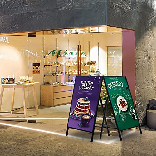 A Frame Sign Heavy-Duty 24x36 Inch Sandwich Board Sidewalk Sign Poster Stand Outdoor Portable Folding A-Frame Suitable for Store Advertising Poster Display, Black