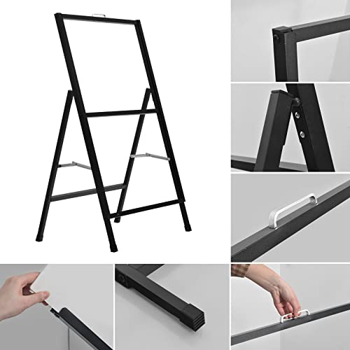 A Frame Sign Heavy-Duty 24x36 Inch Sandwich Board Sidewalk Sign Poster Stand Outdoor Portable Folding A-Frame Suitable for Store Advertising Poster Display, Black