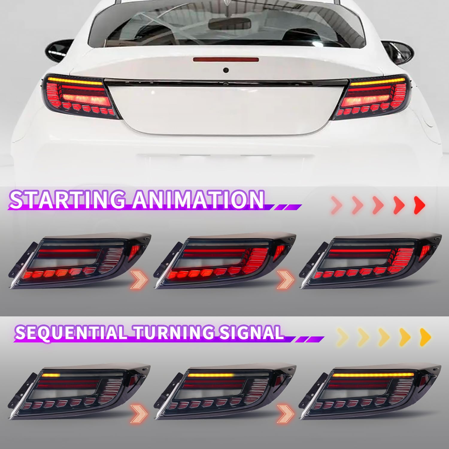 LONGDING LED Tail Lights Assembly Compatible with 2021 2022 2023 2024 Toyota GR86 / Subaru BRZ 2nd Gen ZN8/ ZD8 w/Start Up Animation & Sequential Turn Signals Rear Lamps Replacement