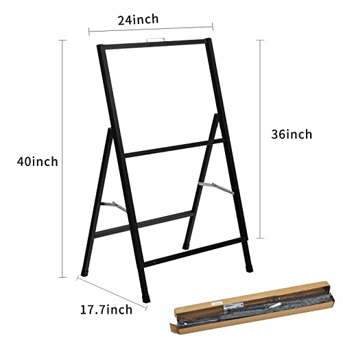 A Frame Sign Heavy-Duty 24x36 Inch Sandwich Board Sidewalk Sign Poster Stand Outdoor Portable Folding A-Frame Suitable for Store Advertising Poster Display, Black