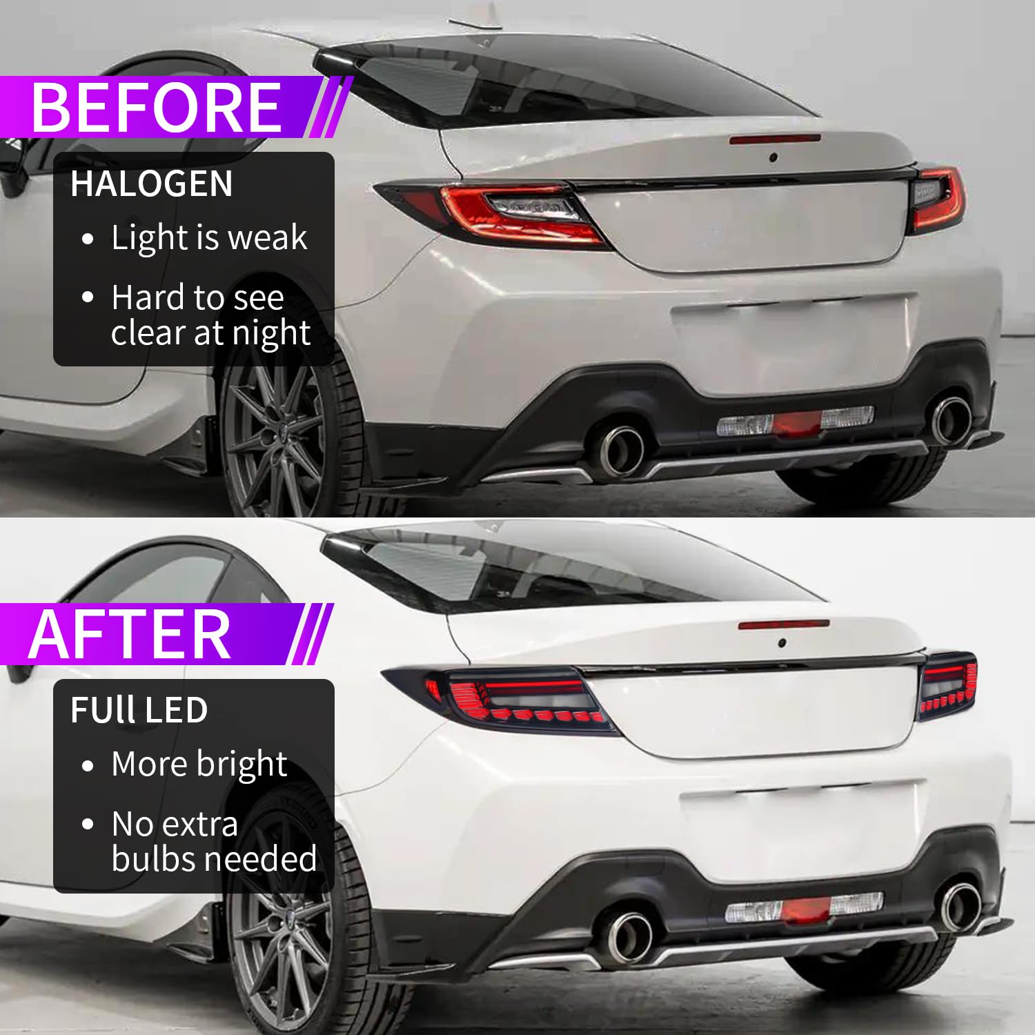 LONGDING LED Tail Lights Assembly Compatible with 2021 2022 2023 2024 Toyota GR86 / Subaru BRZ 2nd Gen ZN8/ ZD8 w/Start Up Animation & Sequential Turn Signals Rear Lamps Replacement
