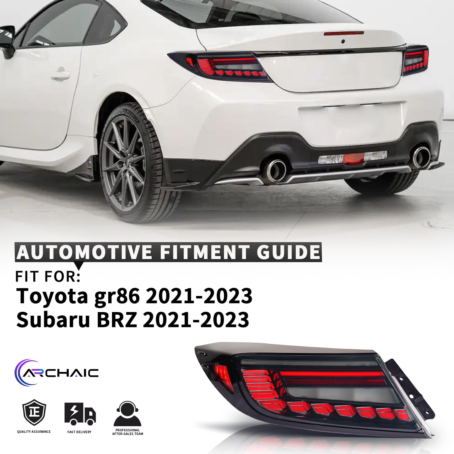 LONGDING LED Tail Lights Assembly Compatible with 2021 2022 2023 2024 Toyota GR86 / Subaru BRZ 2nd Gen ZN8/ ZD8 w/Start Up Animation & Sequential Turn Signals Rear Lamps Replacement