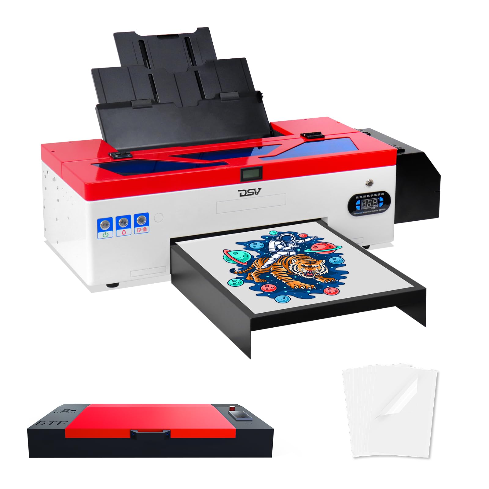 DSV DTF Printer A3 L1800 Transfer Printer Machine Built-in White Ink Circulation System for DIY Print Dark and Light Fabrics (DTF Printer +Oven)