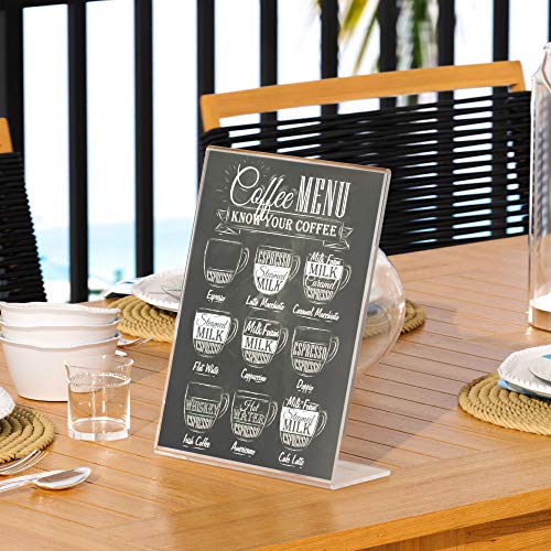 NIUBEE Acrylic Sign Holder 8.5 x 11 Inches Slanted Back, Clear Plastic Sign Holder Paper Display Table Stand for Office, Store, Restaurant (10 Pack)