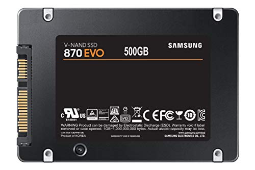 SAMSUNG 870 EVO SATA SSD 500GB 2.5” Internal Solid State Drive, Upgrade PC or Laptop Memory and Storage for IT Pros, Creators, Everyday Users, MZ-77E500B/AM