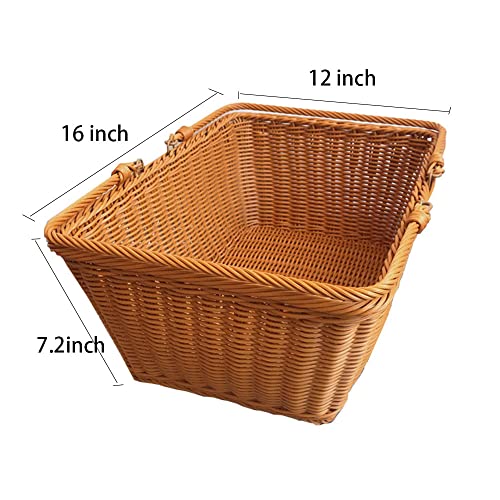 Wicker storage basket,Storage Container, Storage Bins Rectangular Basket,Arts and Crafts.Brown 16"
