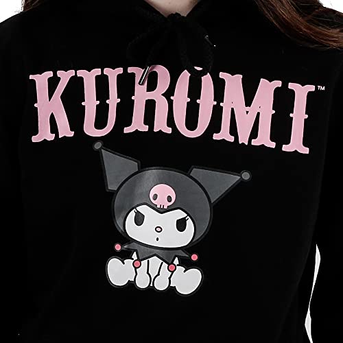 Bioworld Hello Sanrio Kuromi Anime Cosplay Juniors Women Black Hoodie Sweatshirt-Medium