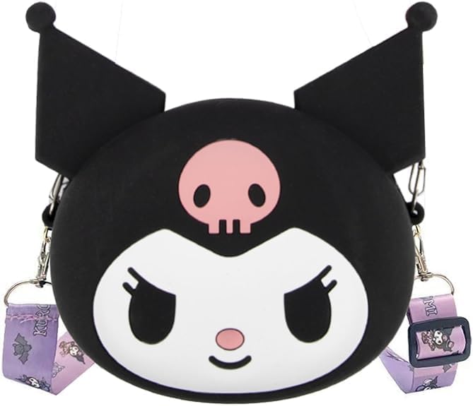Uywgaun Women's Black Cartoon Kawaii Kid Handbag, 5.5 x 7.5 x 4 inches