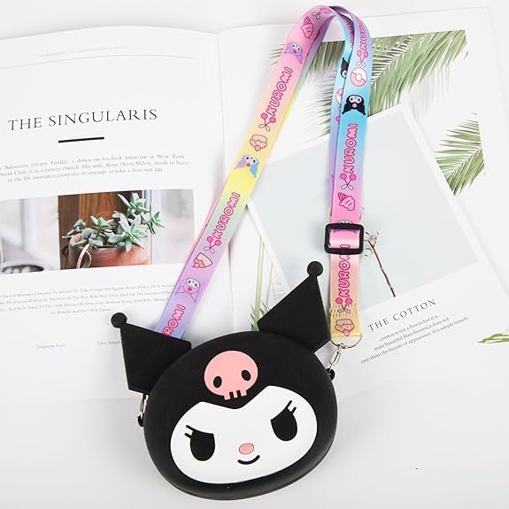 Uywgaun Women's Black Cartoon Kawaii Kid Handbag, 5.5 x 7.5 x 4 inches