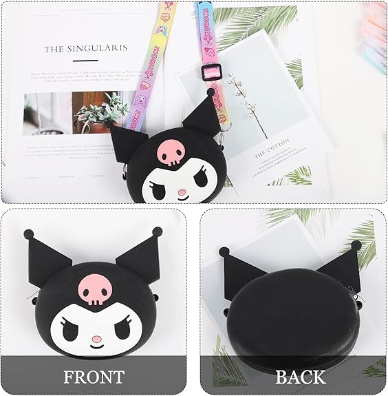 Uywgaun Women's Black Cartoon Kawaii Kid Handbag, 5.5 x 7.5 x 4 inches