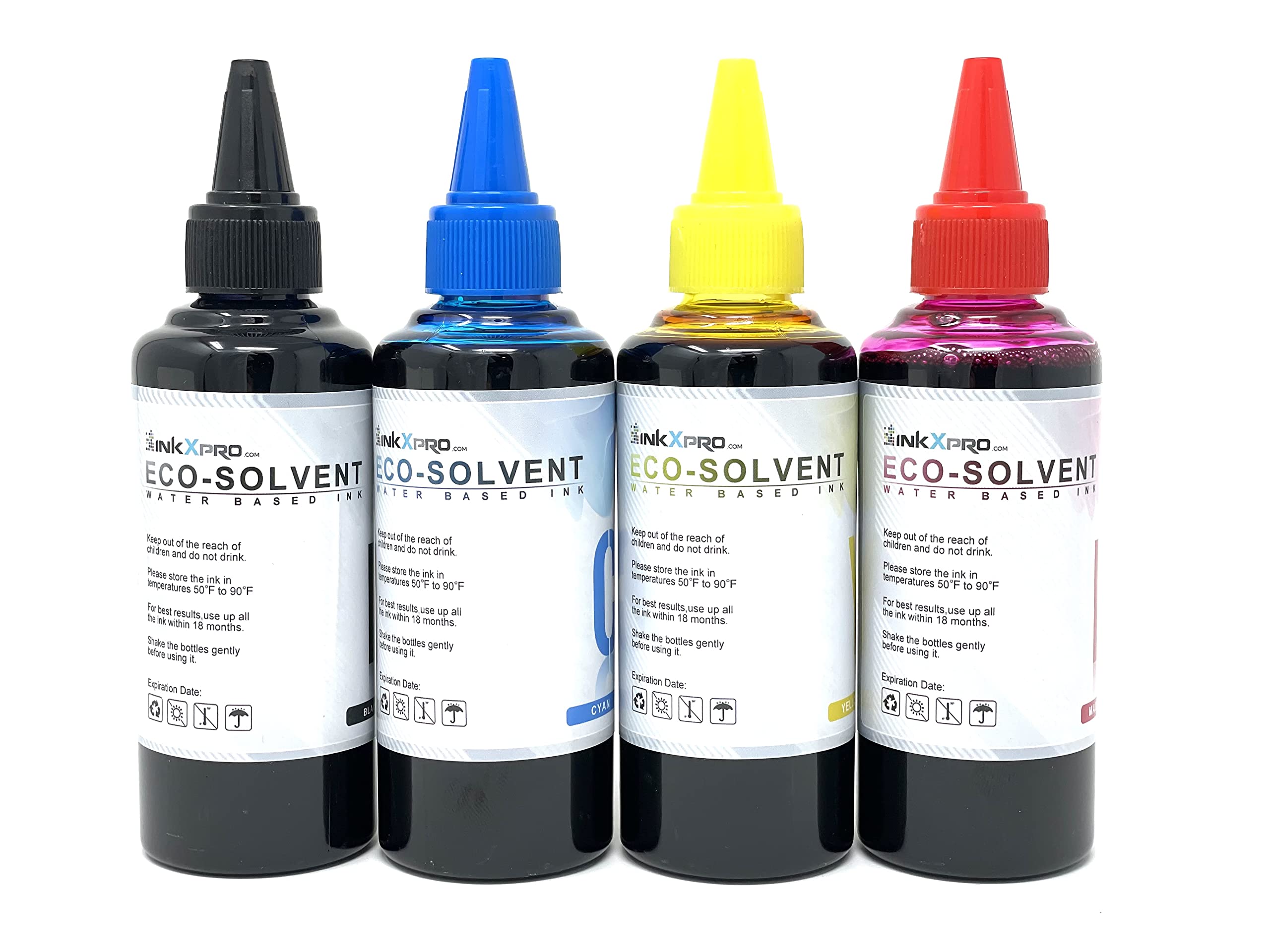 INKXPRO Brand 4X100ml Water-Based Eco Solvent Ink for Epson ecosolvent Printer WF7840 WF7820 WF7310 WF7710 WF7720 WF7820 ET 2720 ET 2760 ET 2750 ET 4700 ET 2800 ET 2803 ET 2850 ET 15000