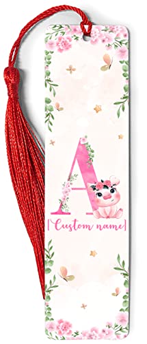 GOLEEX Personalized Initial Bookmark Animal Pig Magnetic Bookmarks Customized Name Letter Page Markers Cute Bookworm Gifts for Book Lovers Readers Students Women Girl at Christmas