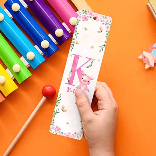 GOLEEX Personalized Initial Bookmark Animal Pig Magnetic Bookmarks Customized Name Letter Page Markers Cute Bookworm Gifts for Book Lovers Readers Students Women Girl at Christmas