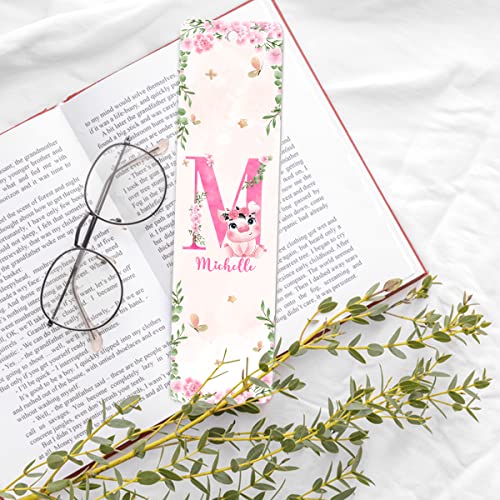 GOLEEX Personalized Initial Bookmark Animal Pig Magnetic Bookmarks Customized Name Letter Page Markers Cute Bookworm Gifts for Book Lovers Readers Students Women Girl at Christmas