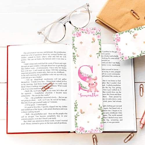 GOLEEX Personalized Initial Bookmark Animal Pig Magnetic Bookmarks Customized Name Letter Page Markers Cute Bookworm Gifts for Book Lovers Readers Students Women Girl at Christmas