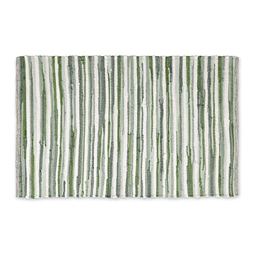 DII Chindi Home Collection Cotton Handwoven Slim Stripe Area Rag Rug, 2x3', Jadeite