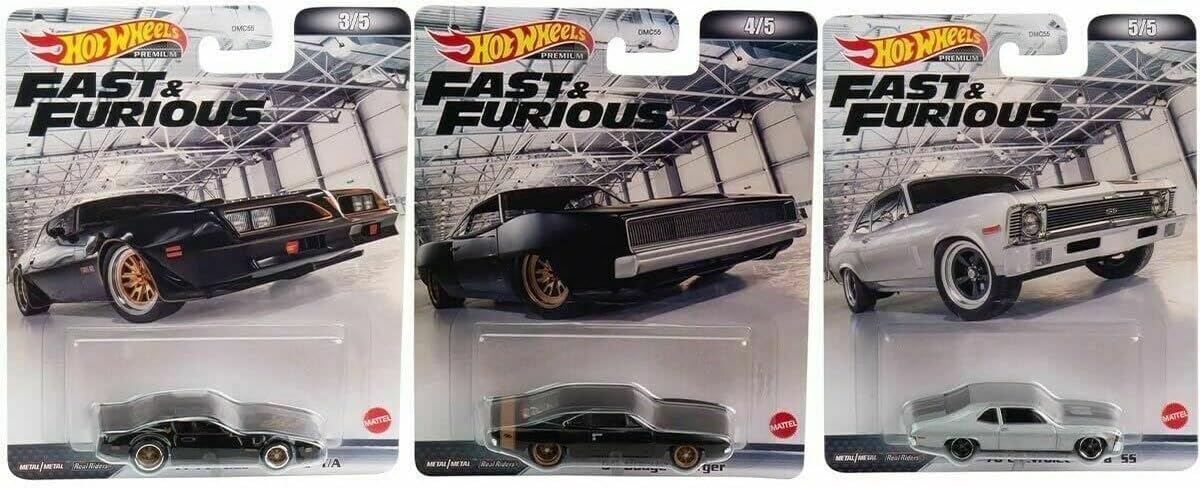 Hot Wheels Premium Fast & Furious 2022 Complete Set of 5 Diecast Vehicles from DMC55-957J Release