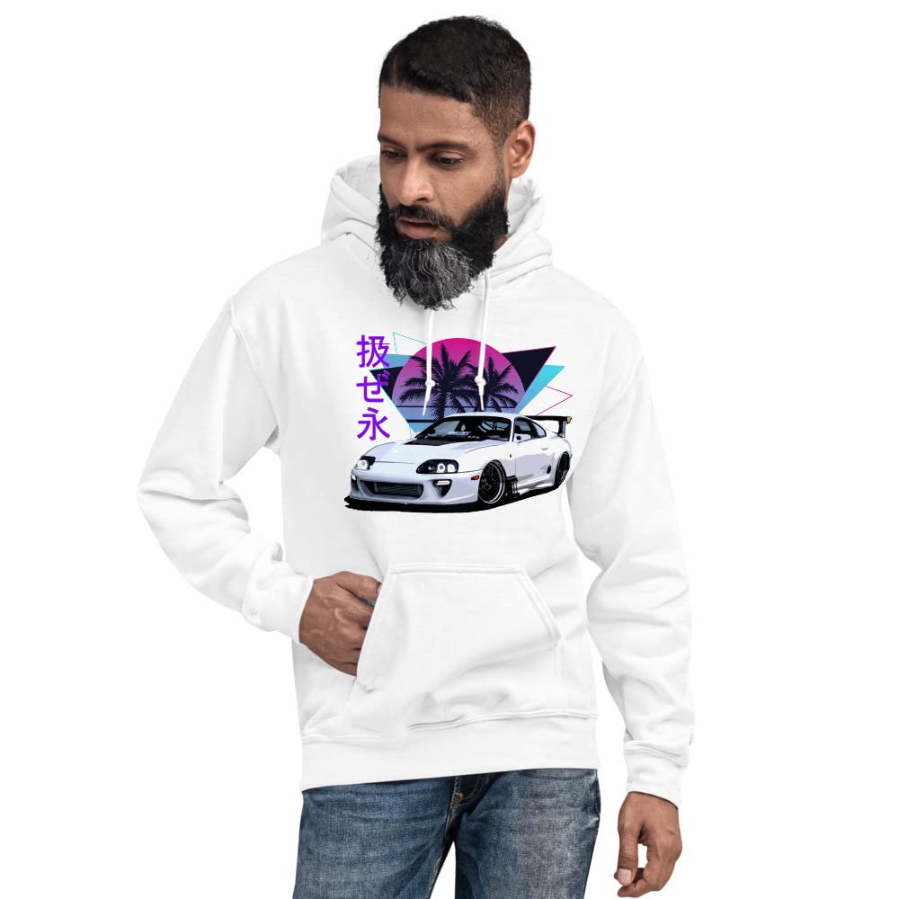 JG Infinite Vaporwave Aesthetic Supra JDM Tuning Drift Racing Unisex Hoodie White
