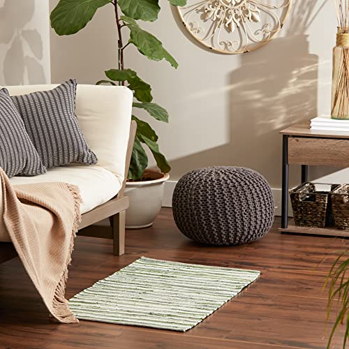 DII Chindi Home Collection Cotton Handwoven Slim Stripe Area Rag Rug, 2x3', Jadeite