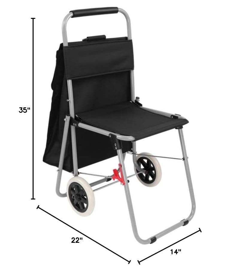 The ArtComber Folding Big Wheeled Portable Rolling Chair/Art Cart with Storage - Black