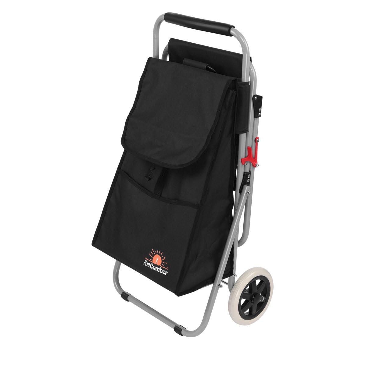 The ArtComber Folding Big Wheeled Portable Rolling Chair/Art Cart with Storage - Black