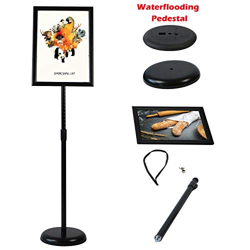 AltraTech Adjustable Sign Holder 2 Pack Aluminum 8.5” X 11” Lobby Sign Snap-Open Frame Sign Holder Stand With Both Vertical And Horizontal View For Store Display, Exhibition (Black